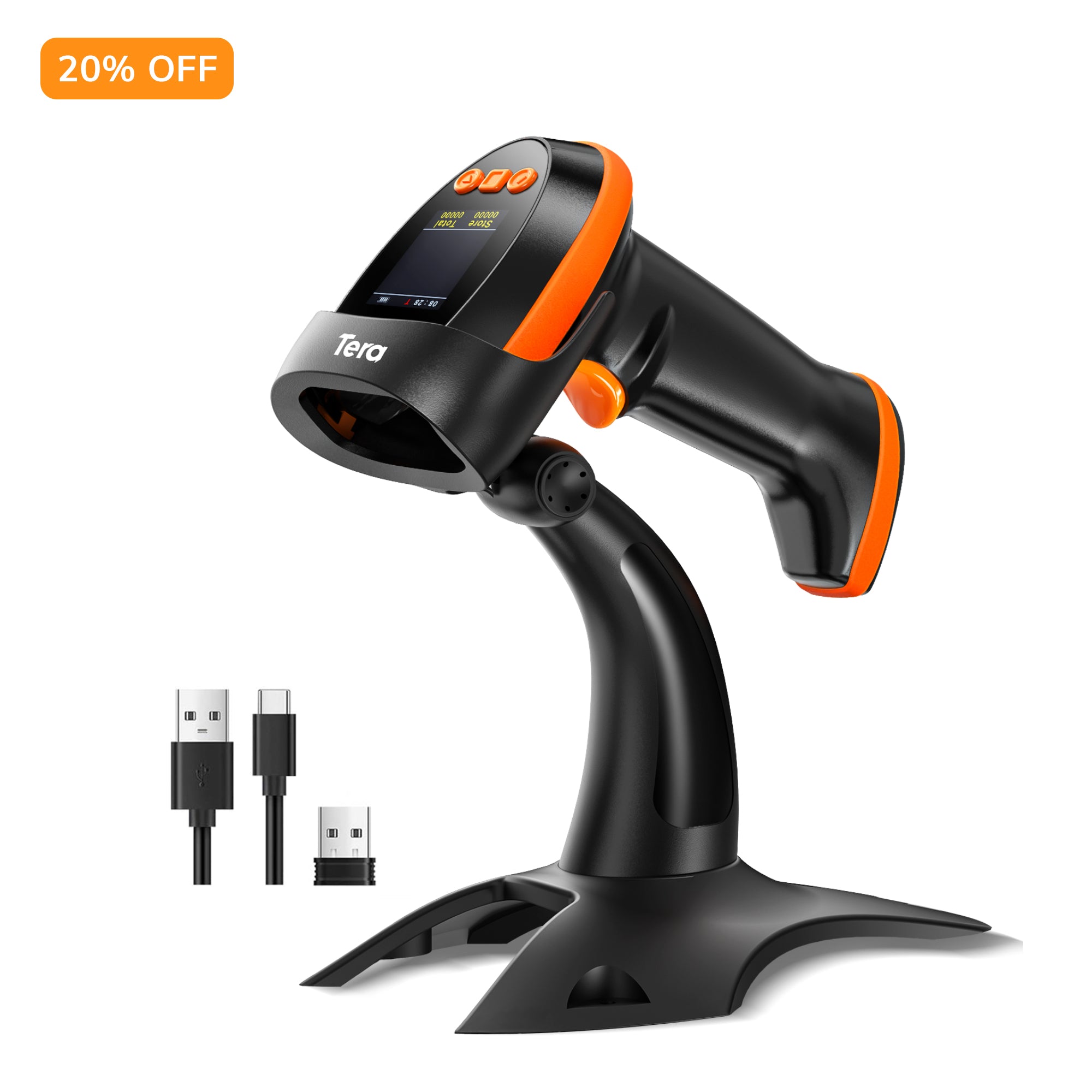 HW0009-Z 2D Wireless Barcode Scanner with Stand | Tera Digital