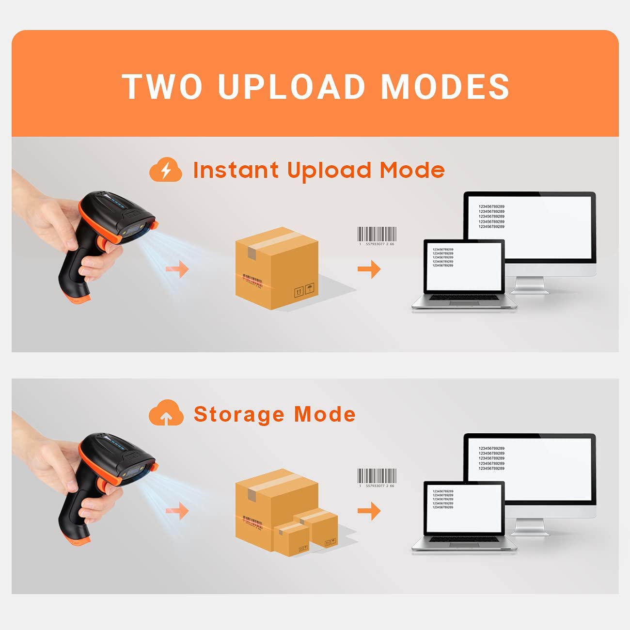 Tera Digital 5100 Barcode Scanner | 1D Wireless Laser Linear Bar Code ...