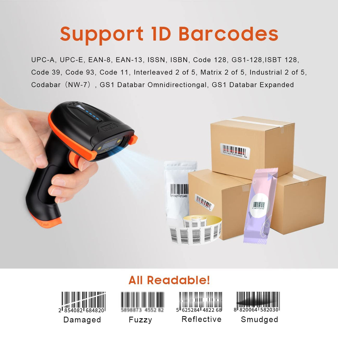 Tera Digital 5100 Barcode Scanner | 1D Wireless Laser Linear Bar Code ...