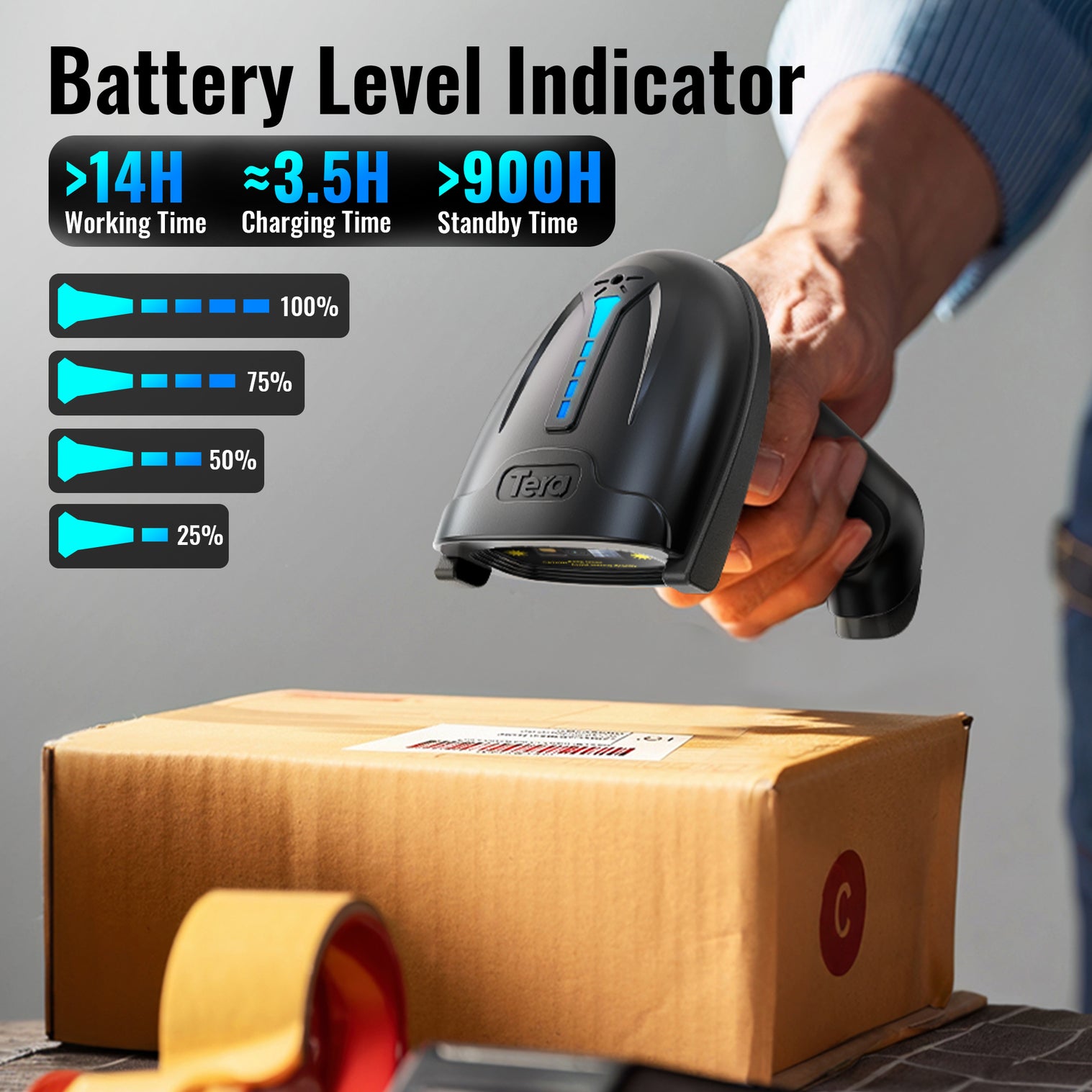 Tera Digital 5100 Barcode Scanner | 1D Wireless Laser Linear Bar Code ...