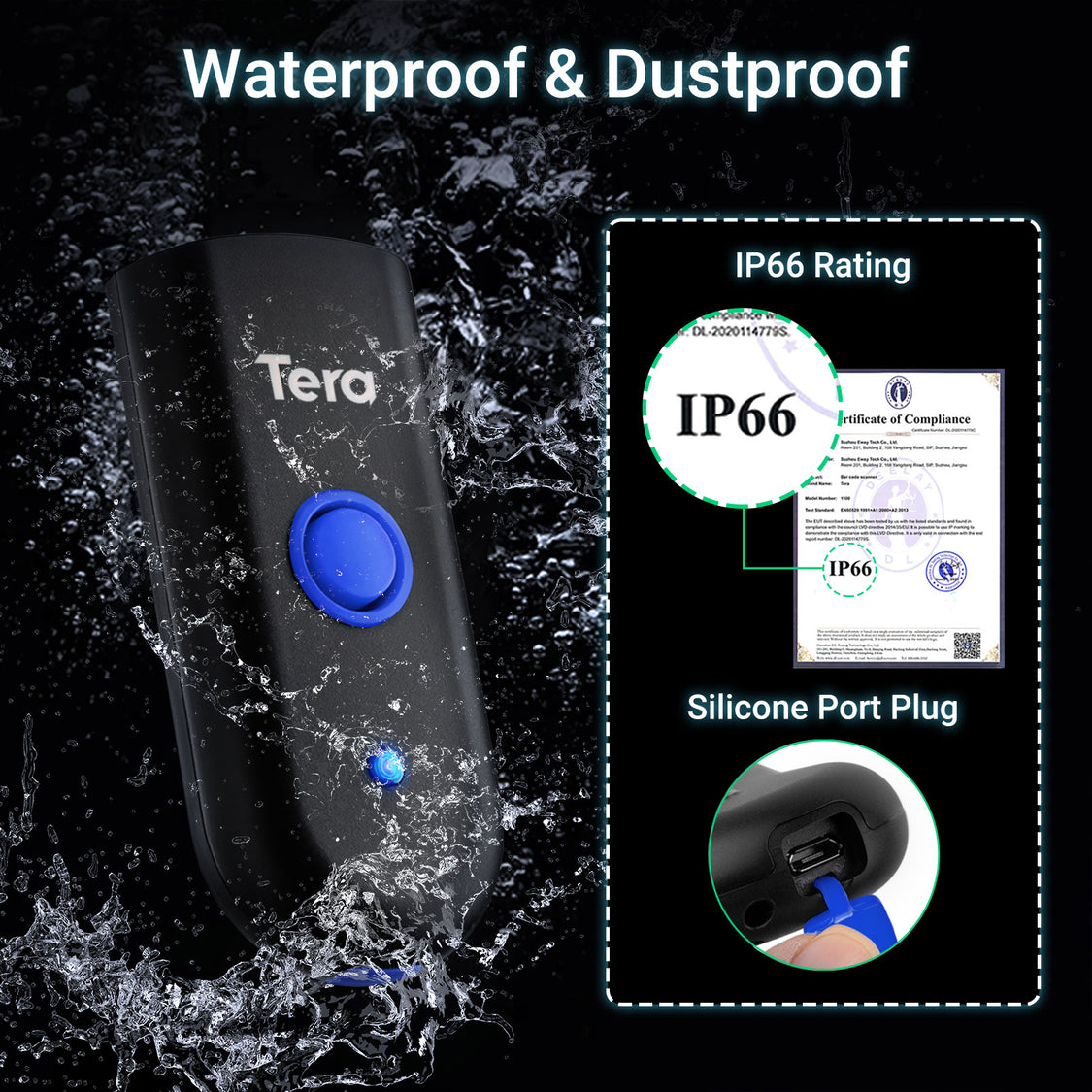 Tera Digital 1100L Barcode Scanner | 1D Laser Wireless Portable Bar ...