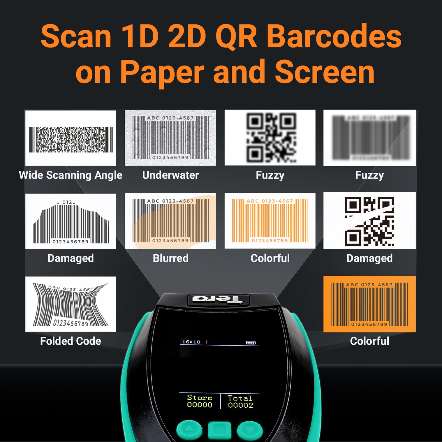 Tera Digital HW0009 Barcode Scanner | 2D QR Wireless Bar Code Reader ...
