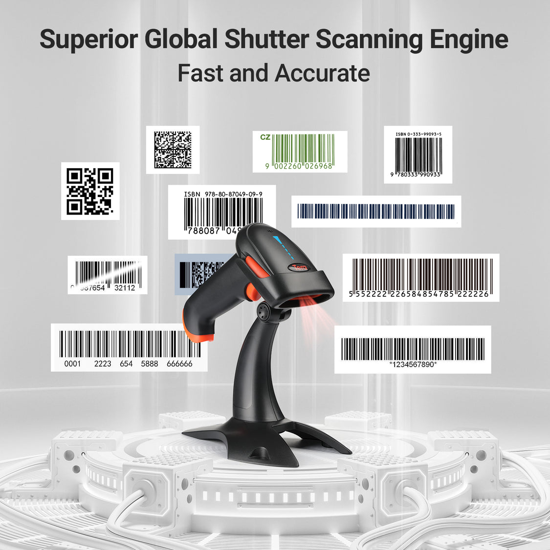 HW0002 Barcode Scanner | 2D QR Bluetooth Wirelss Bar Code Reader | Tera ...