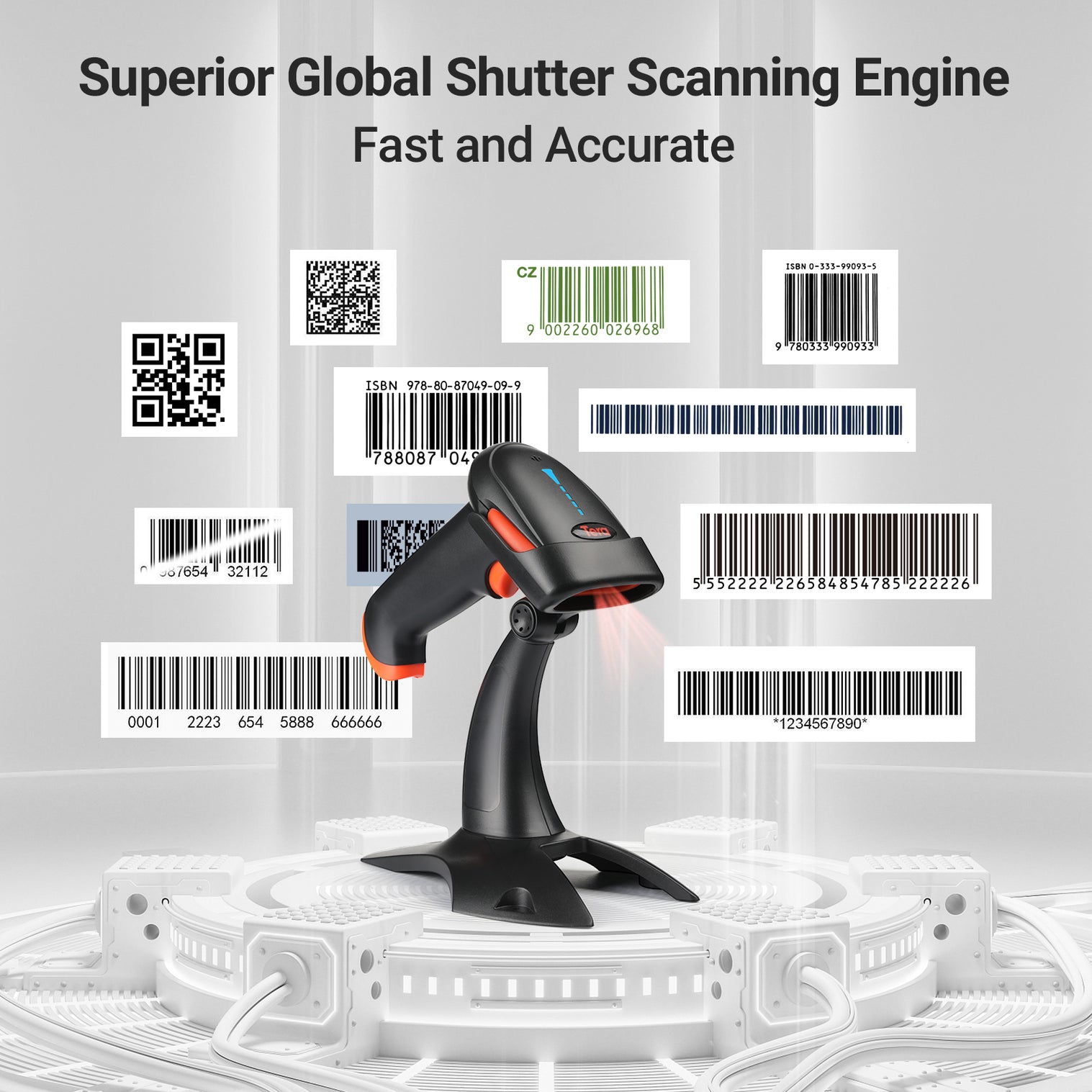 HW0002 Barcode Scanner | 2D QR Bluetooth Wirelss Bar Code Reader | Tera Digital