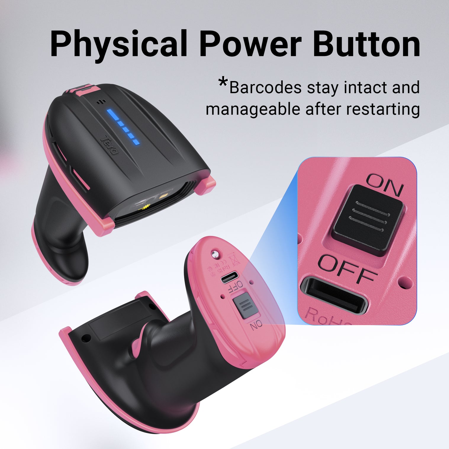 Tera D6100 2D Barcode Scanner - Advanced Power Switch, Wall-Mountable ...