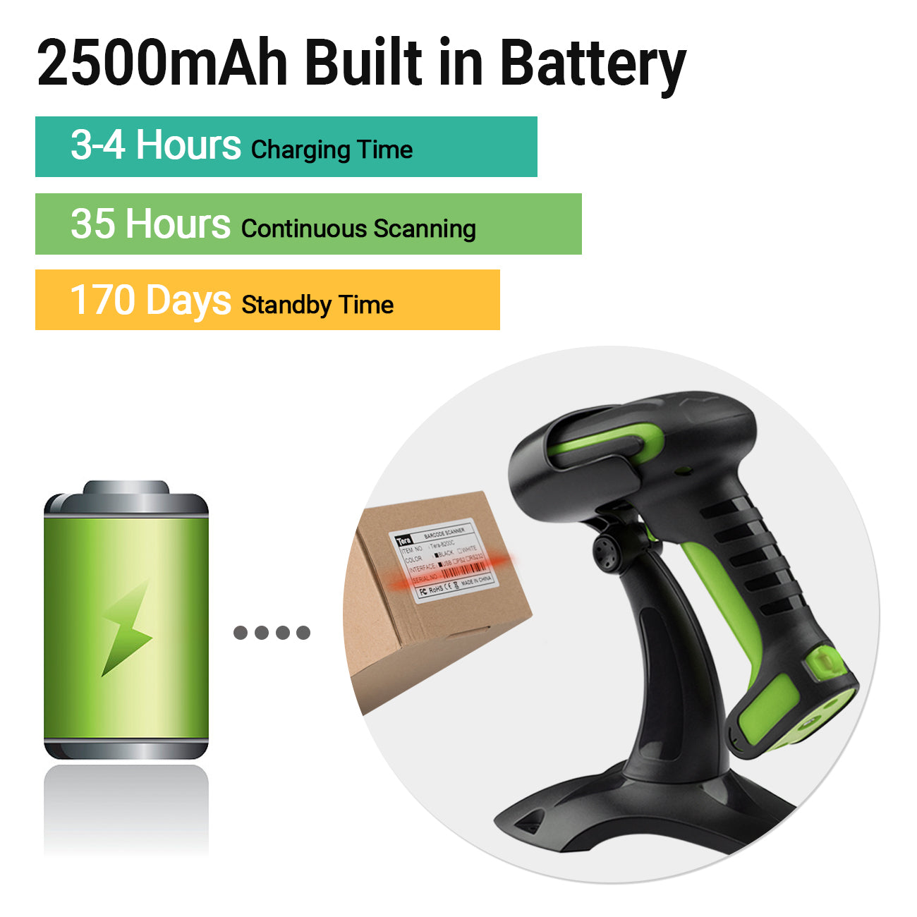 Tera Digital 8100 Barcode Scanner | Industrial QR 2D Wireless Bar Code ...