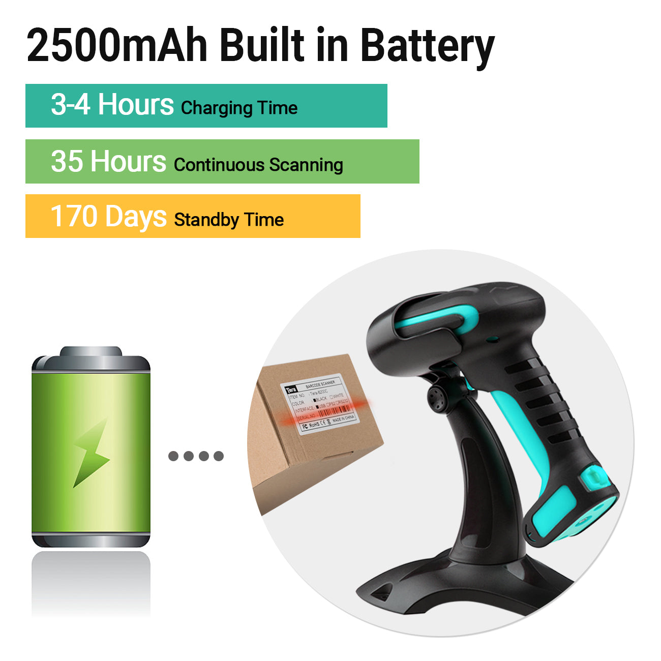 Tera Digital 8100 Barcode Scanner | Industrial QR 2D Wireless Bar Code ...