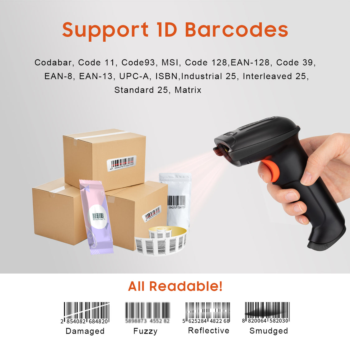 Tera 5100 Barcode Scanner | 1D Wireless Laser Linear Bar Code Reader